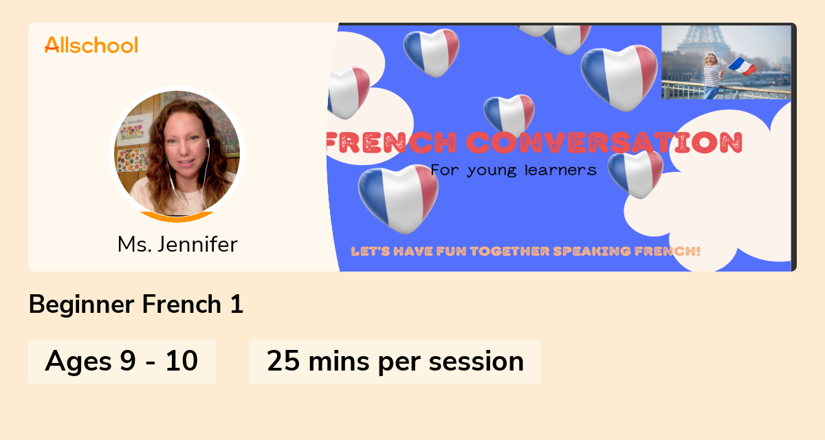 Beginner French 1 Live Interative Class For Ages 9 10 Taught By Ms