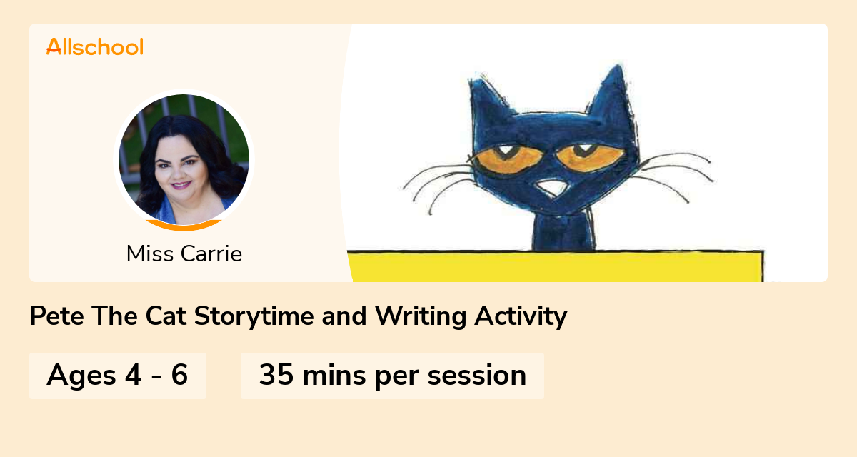 Pete The Cat Storytime and Writing Activity | Live interative class for ...