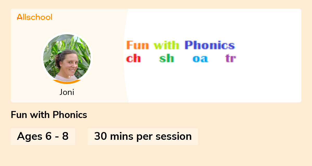 Fun With Phonics Live Interative Class For Ages 6 8 Taught By Joni