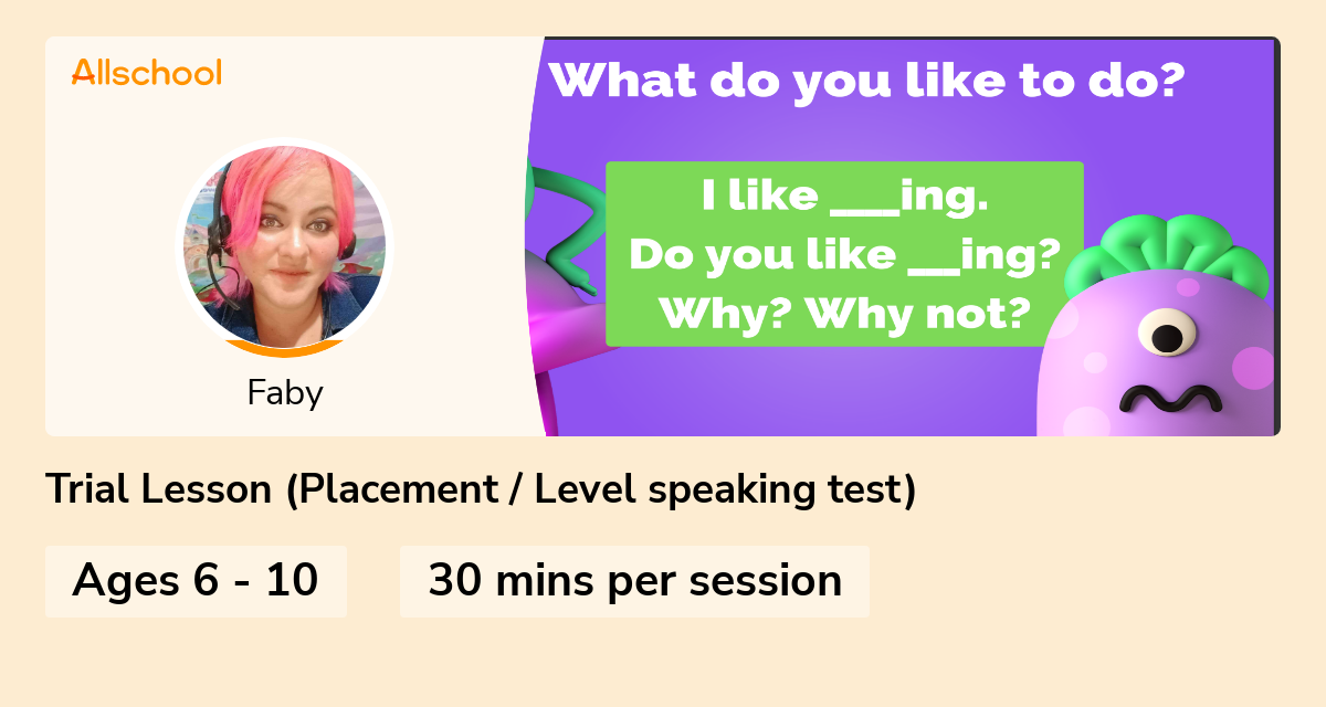 Trial Lesson Placement Level Speaking Test Live Interative Class