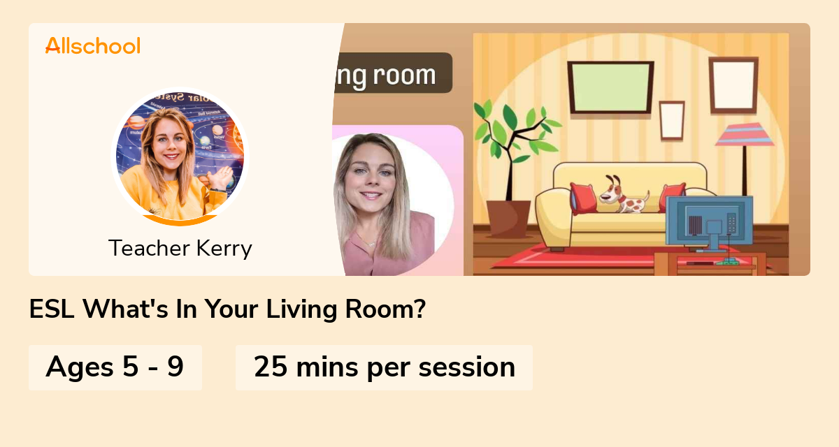 ESL What's In Your Living Room? | Live interative class for ages 5-9 ...