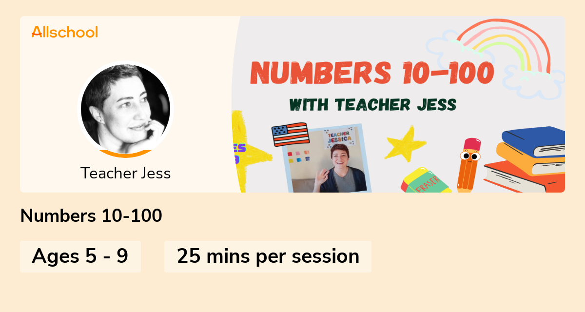 Numbers 10 100 Live Interative Class For Ages 5 9 Taught By Teacher