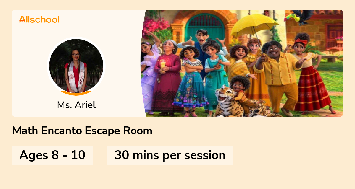 Math Encanto Escape Room Live Interative Class For Ages 8 10 Taught