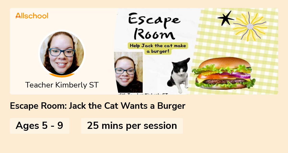 Escape Room Jack The Cat Wants A Burger Live Interative Class For