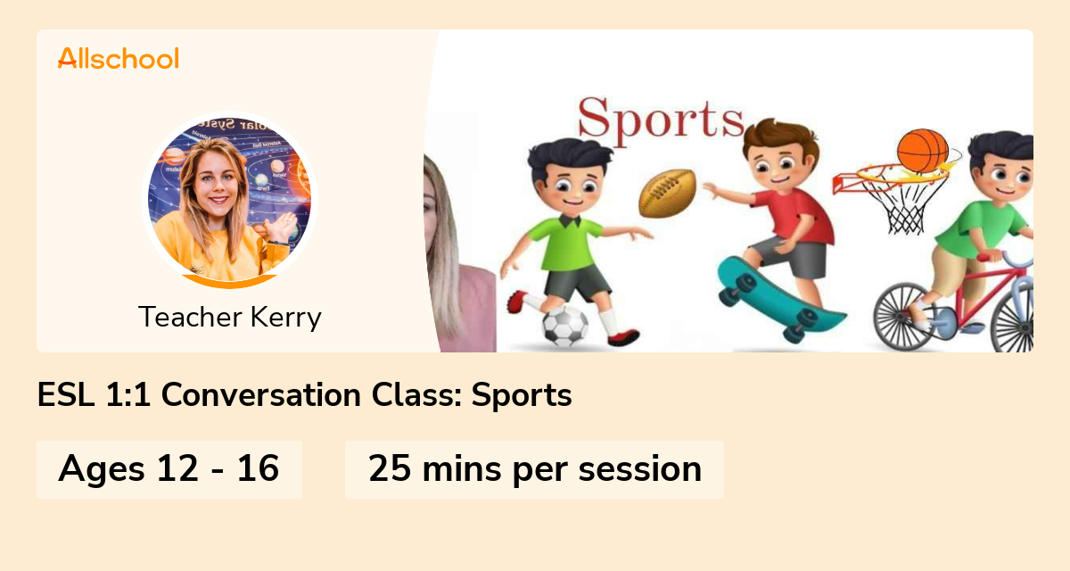 Esl 11 Conversation Class Sports Live Interative Class For Ages 12