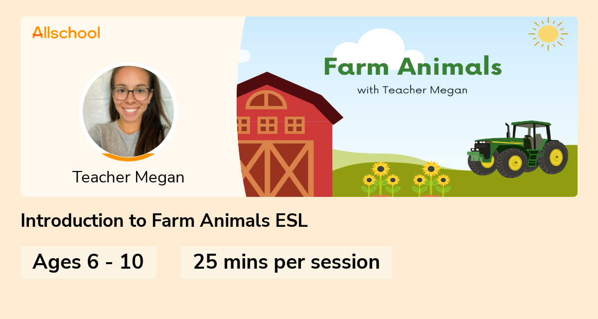 Introduction to Farm Animals ESL | Live interative class for ages 6-10 ...