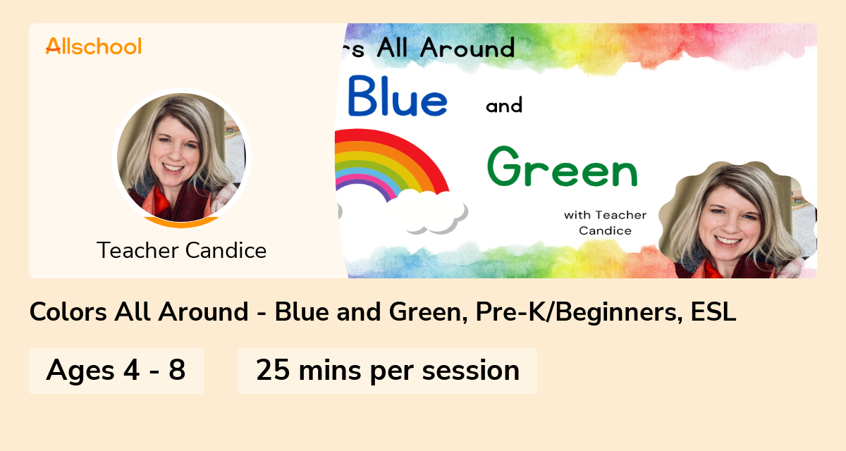 Colors All Around Blue And Green Pre Kbeginners Esl Live
