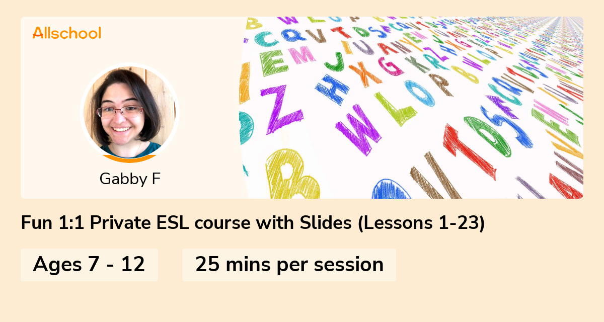 Fun 11 Private Esl Course With Slides Lessons 1 23 Live Interative
