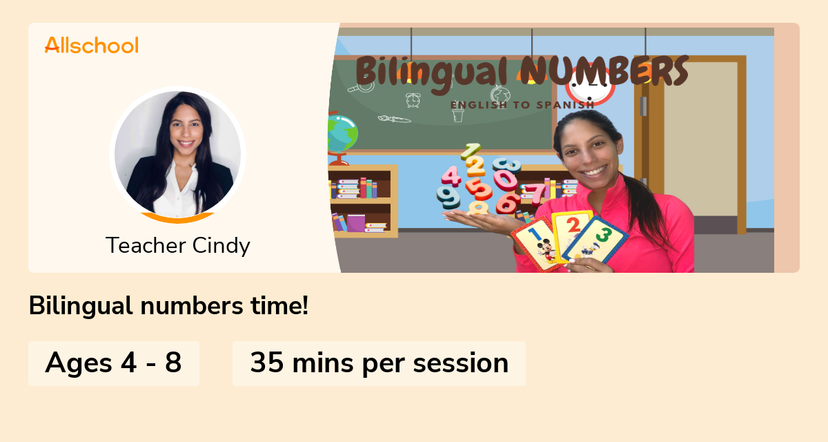 Bilingual Numbers Time Live Interative Class For Ages 4 8 Taught