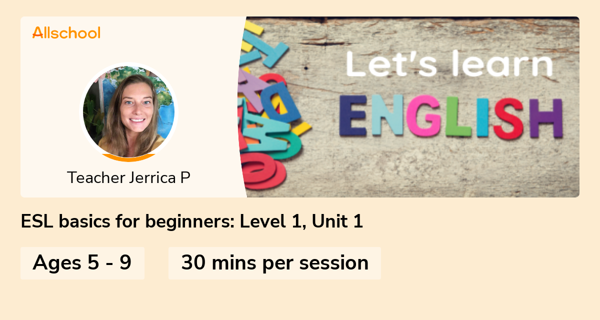 Esl Basics For Beginners Level 1 Unit 1 Live Interative Class For