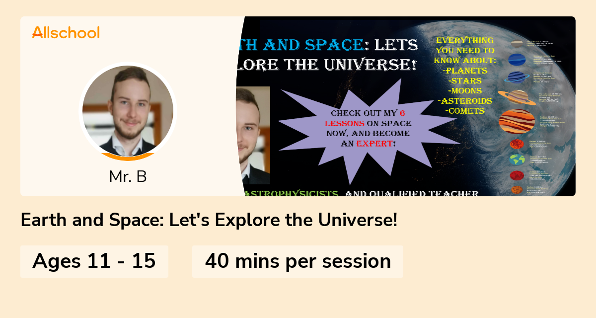Earth And Space Lets Explore The Universe Live Interative Class