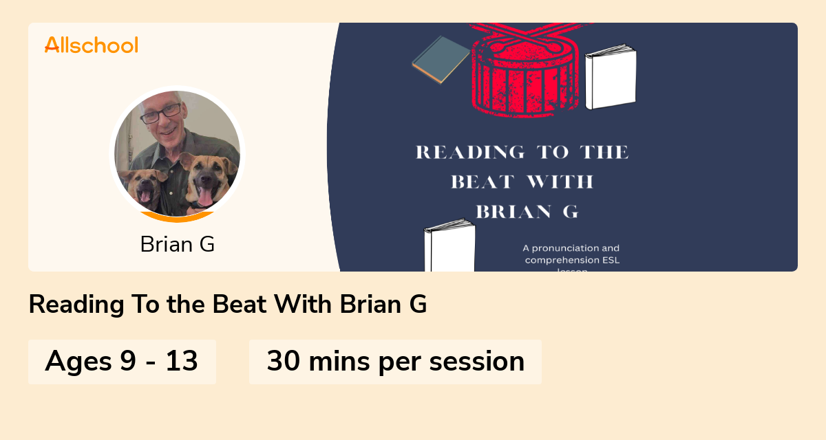 Reading To The Beat With Brian G Live Interative Class For Ages 9 13