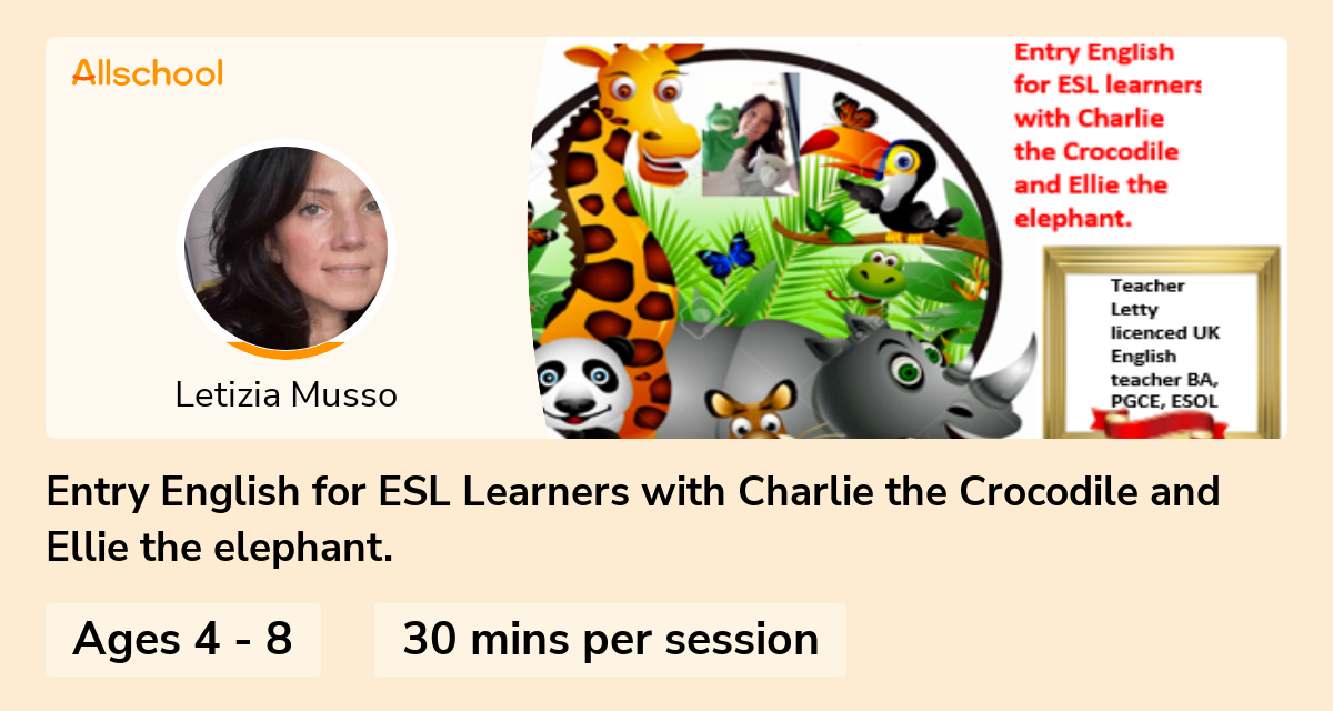 Entry English For Esl Learners With Charlie The Crocodile And Ellie The