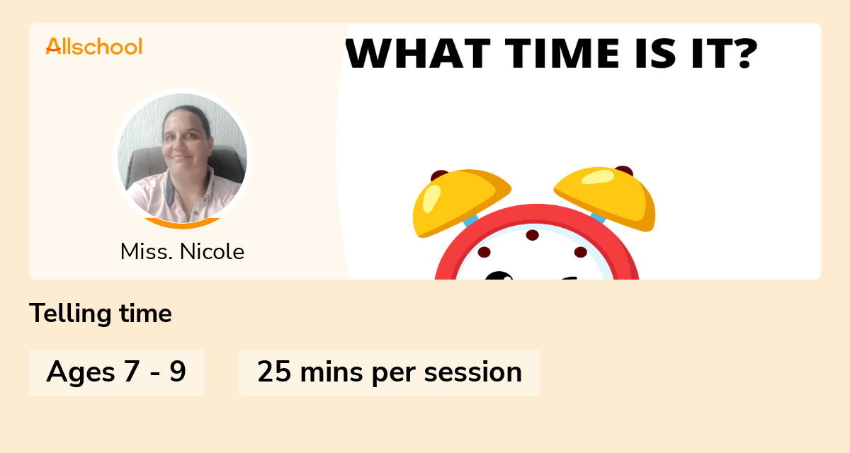 Telling Time Live Interative Class For Ages 7 9 Taught By Miss