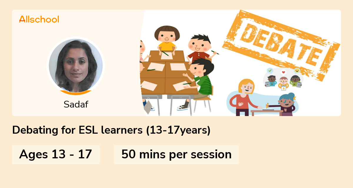 Debating For Esl Learners 13 17years Live Interative Class For Ages