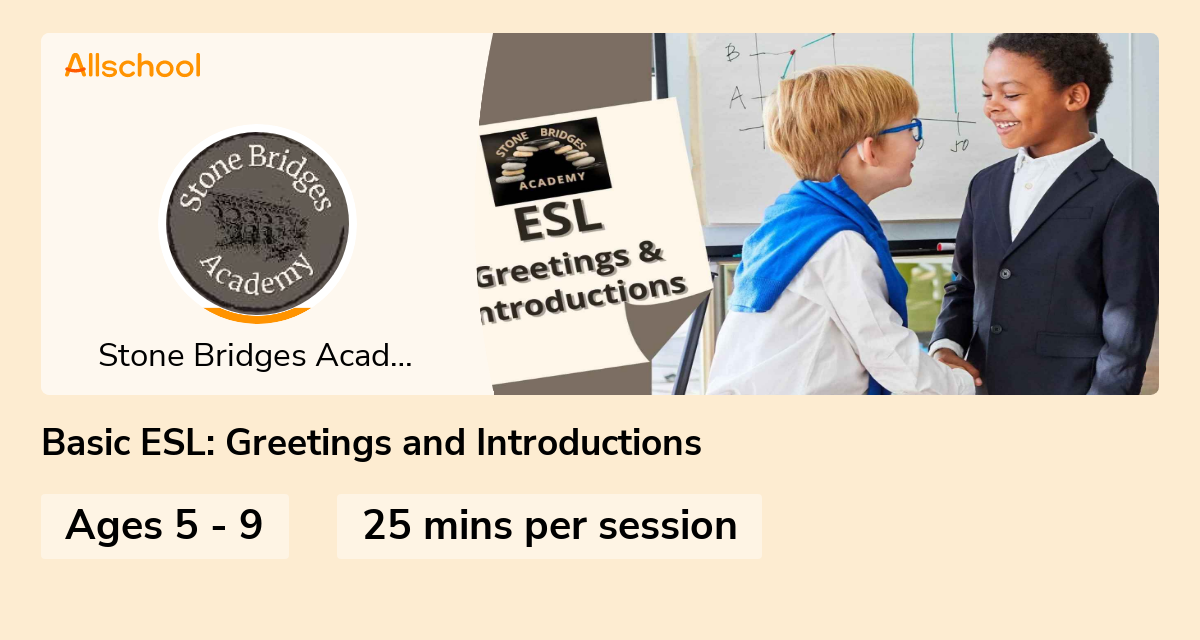 Basic Esl Greetings And Introductions Live Interative Class For Ages