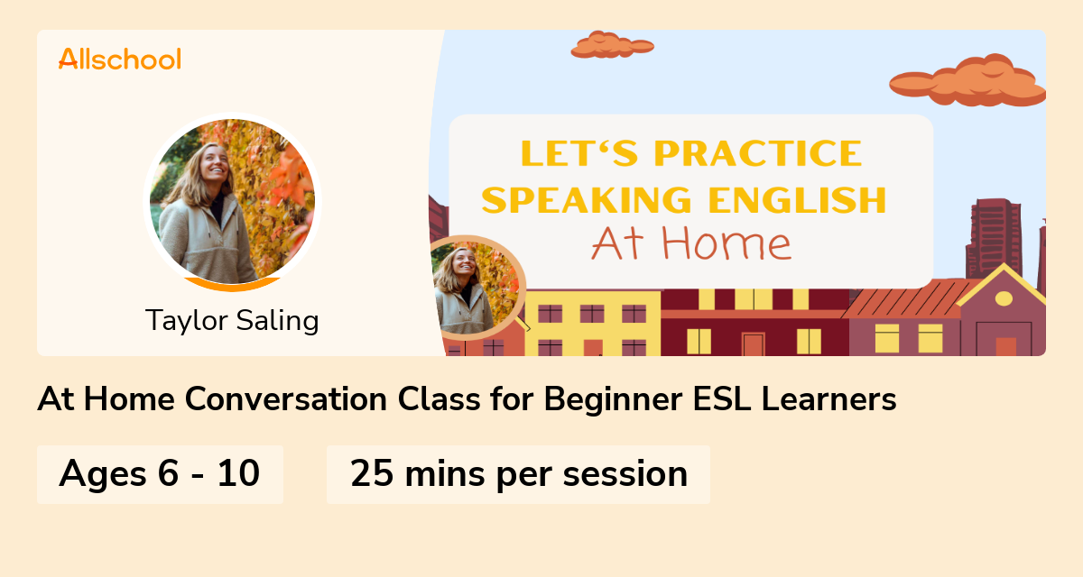 At Home Conversation Class For Beginner Esl Learners Live Interative