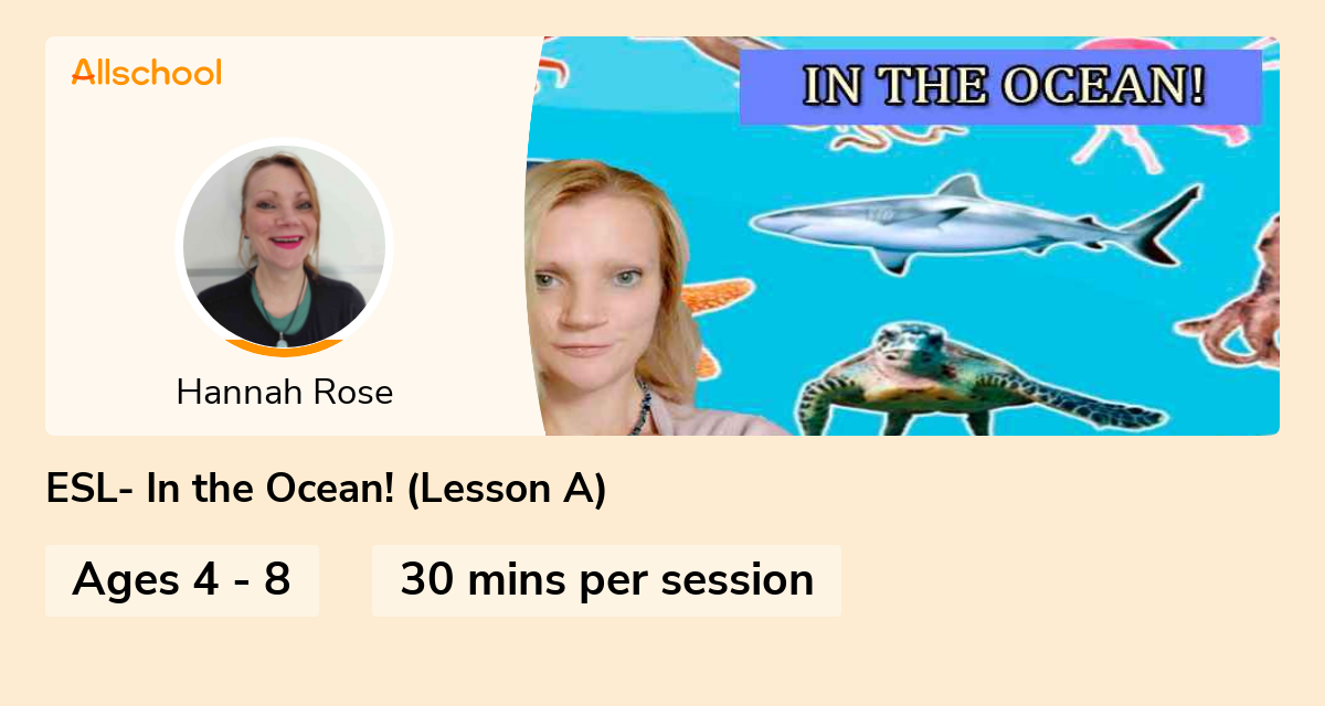 Esl In The Ocean Lesson A Live Interative Class For Ages 4 8