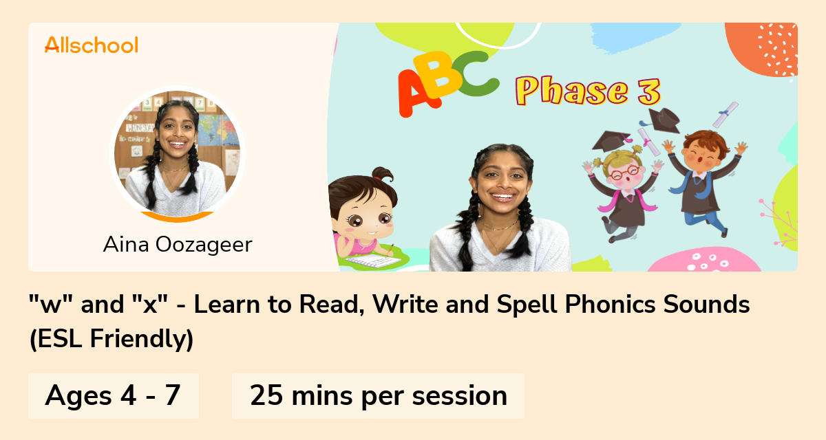 W And X Learn To Read Write And Spell Phonics Sounds Esl