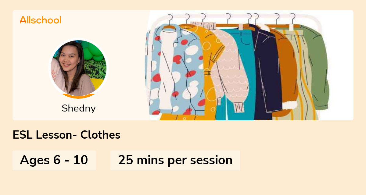 Esl Lesson Clothes Live Interative Class For Ages 6 10 Taught By