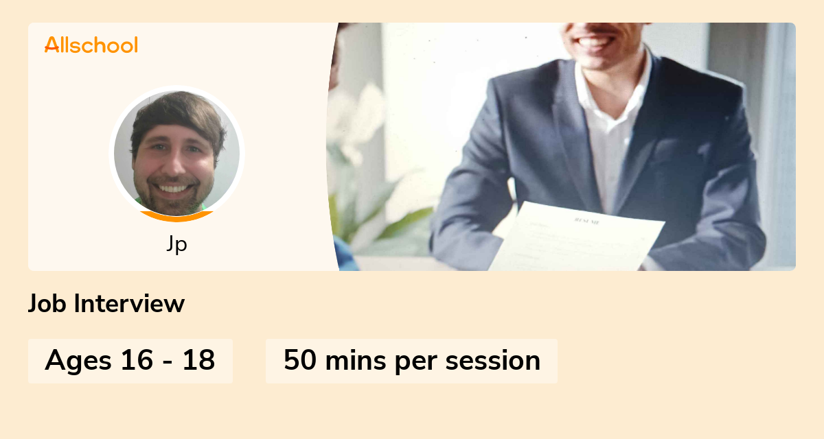 Job Interview Live Interative Class For Ages 16 18 Taught By Jp