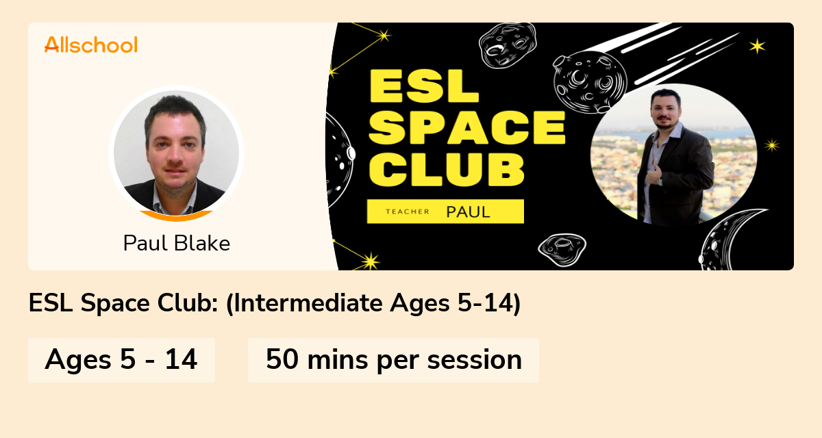 Esl Space Club Intermediate Ages 5 14 Live Interative Class For