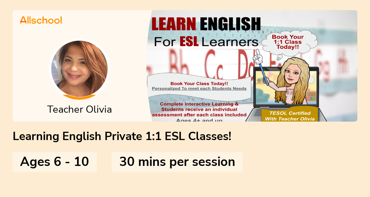 Learning English Private 11 Esl Classes Live Interative Class For