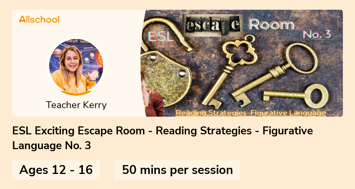 Esl Exciting Escape Room Reading Strategies Figurative Language No