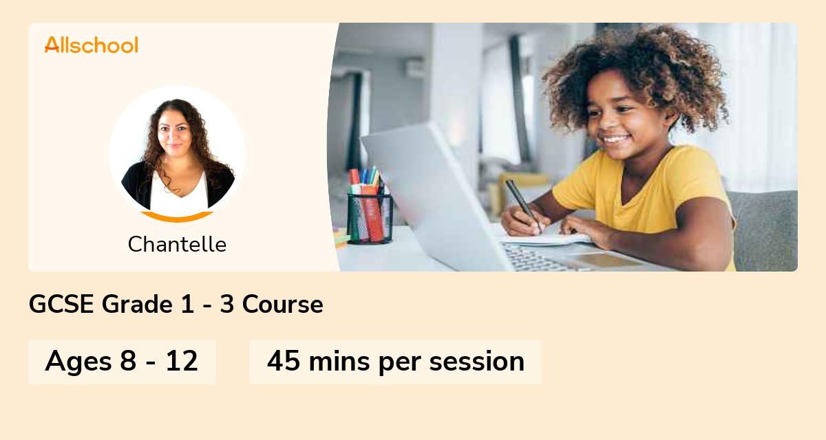 Gcse Grade 1 3 Course Live Interative Class For Ages 8 12 Taught