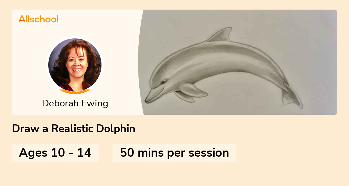 Draw A Realistic Dolphin Live Interative Class For Ages 10 14