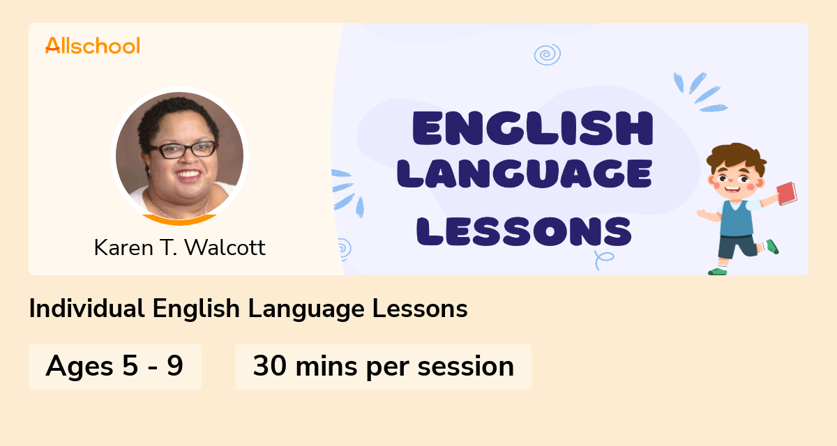Individual English Language Lessons Live Interative Class For Ages 5