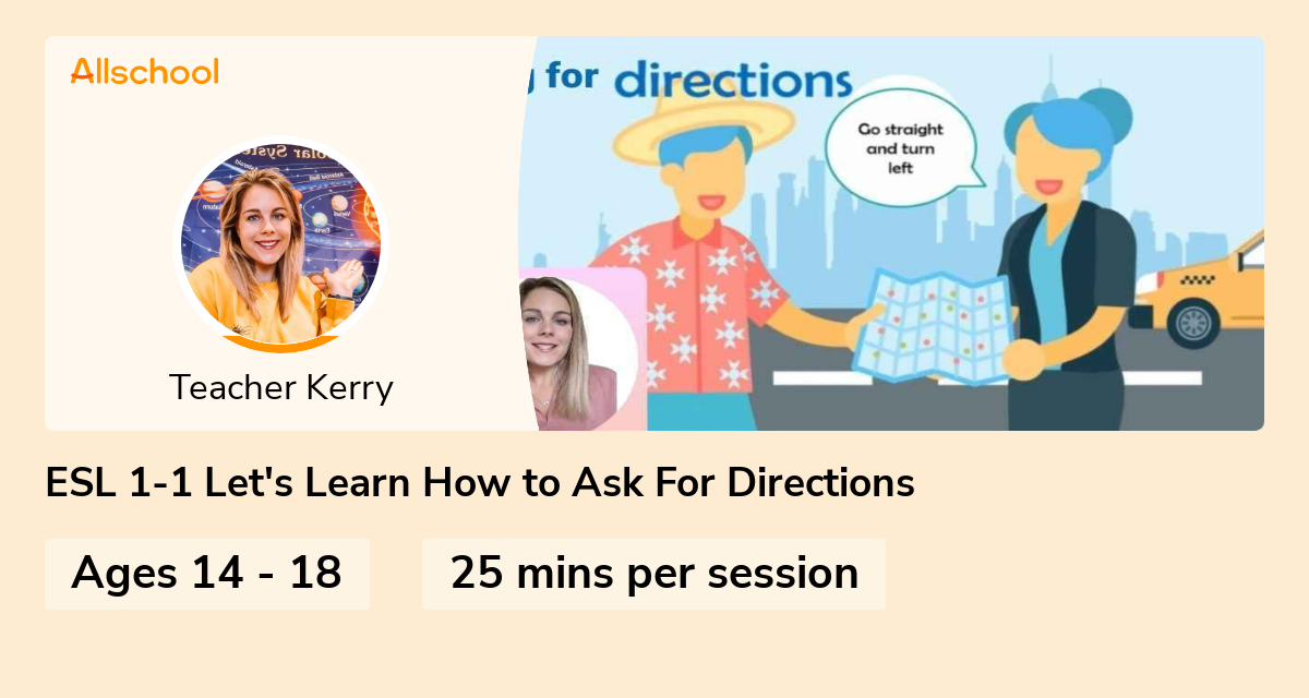 Esl 1 1 Lets Learn How To Ask For Directions Live Interative Class