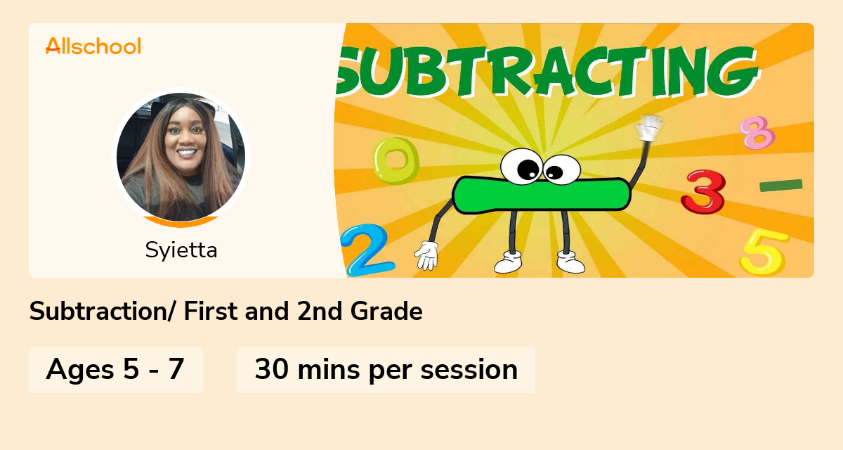Subtraction/ First and 2nd Grade | Live interative class for ages 5-7 ...