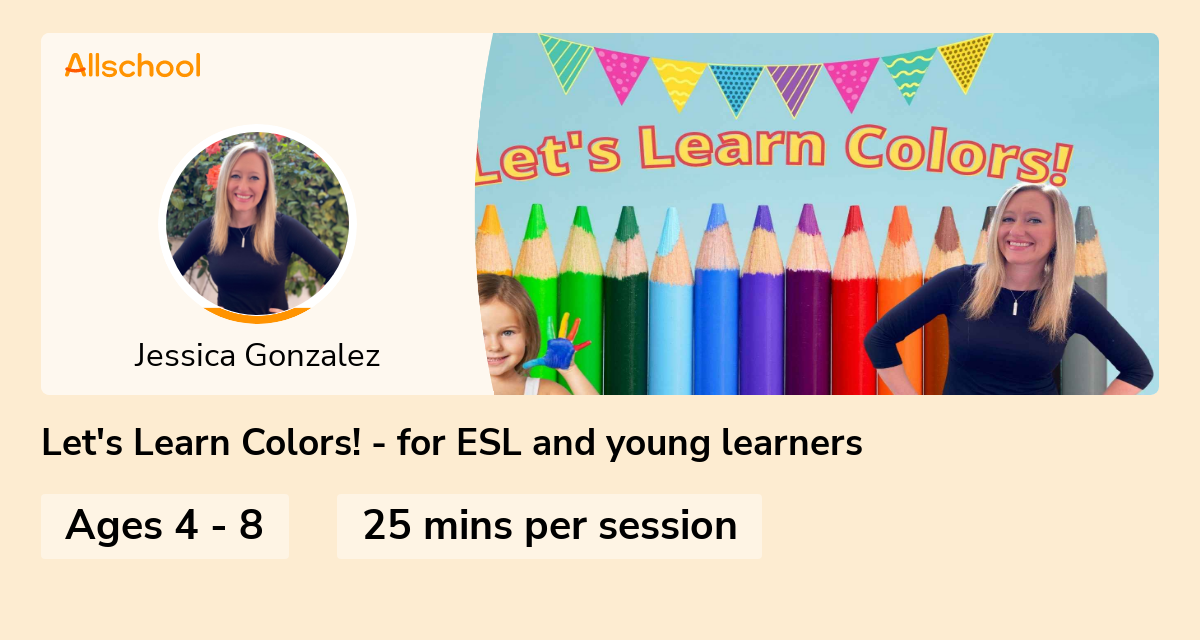 Lets Learn Colors For Esl And Young Learners Live Interative