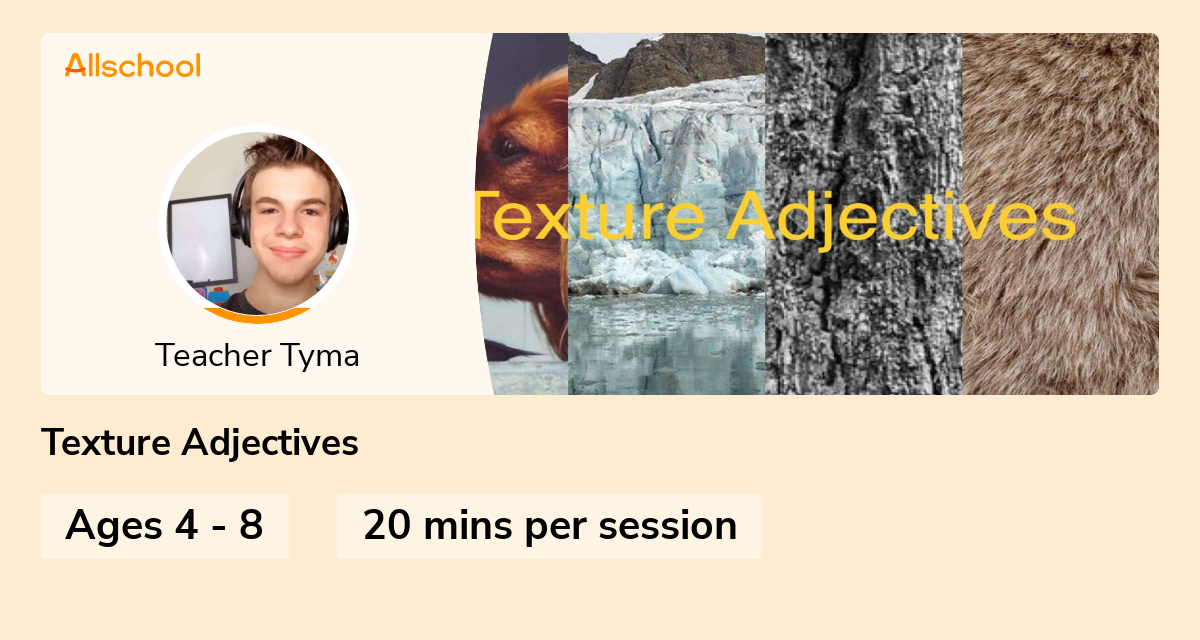 Texture Adjectives | Live interative class for ages 4-8 | taught by ...