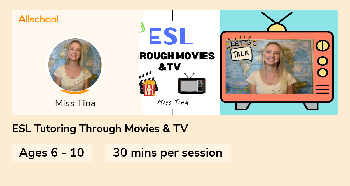 Esl Tutoring Through Movies And Tv Live Interative Class For Ages 6 10