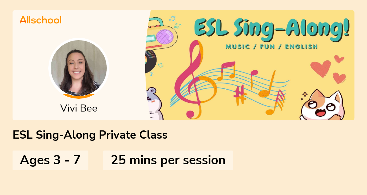 Esl Sing Along New Class 6 Off Coupon Live Interative Class For