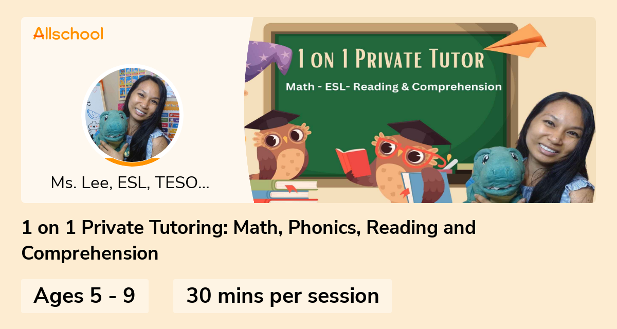 1 On 1 Private Tutoring Math Phonics Reading And Comprehension