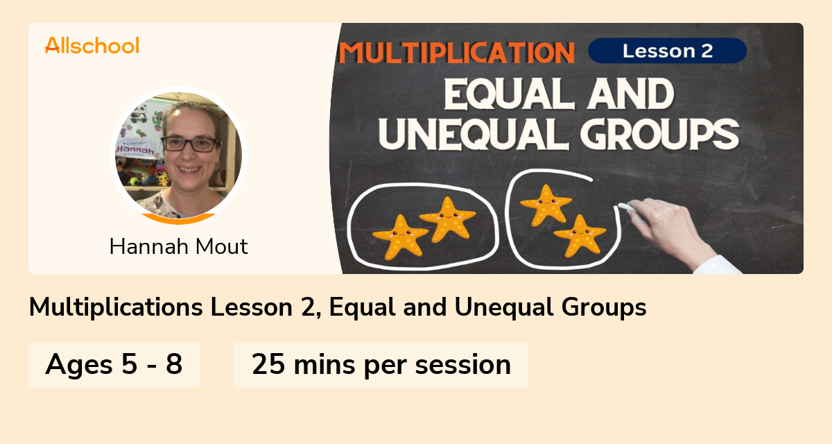 Multiplications Lesson 2, Equal and Unequal Groups | Live interative ...