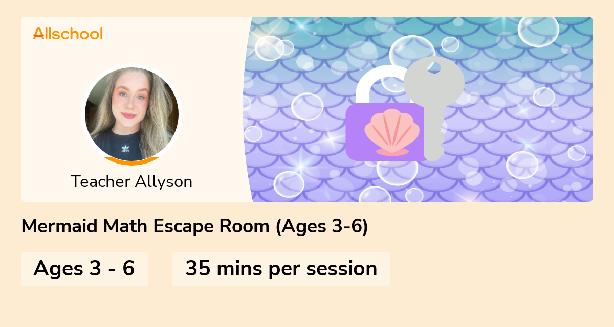 Mermaid Math Escape Room Ages 3 6 Live Interative Class For Ages 3